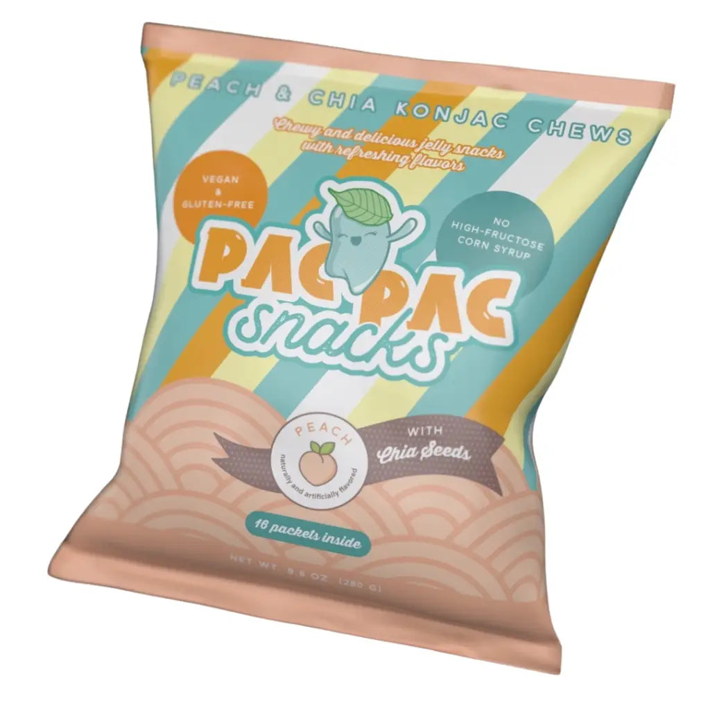 NEW FLAVOR! Pac Pac PEACH AND CHIA Konjac Chews Made in Japan Jelly Sn ...