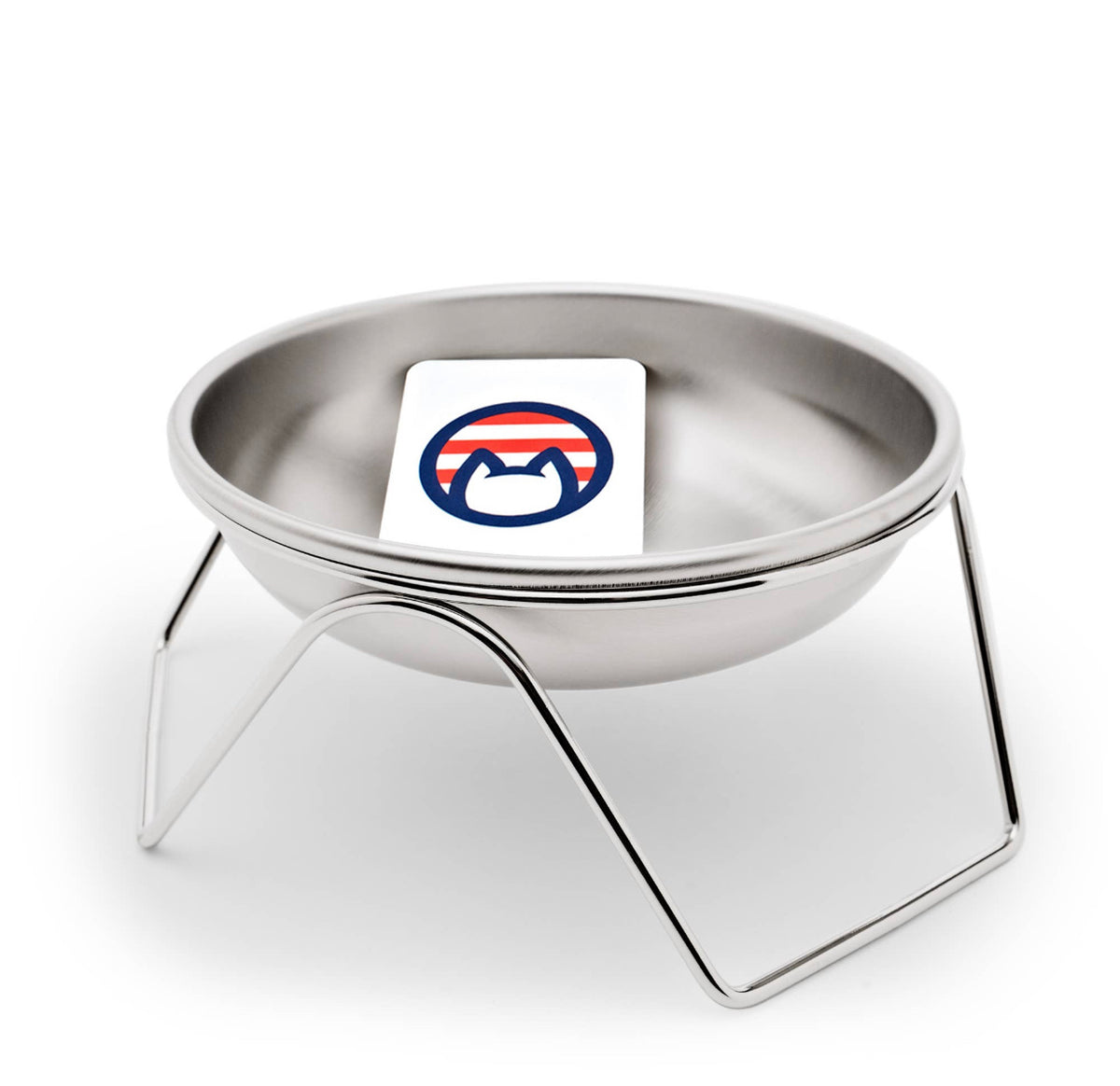Made in USA, Stainless Steel, Elevated Stainless Steel Stand + Cat Bow ...